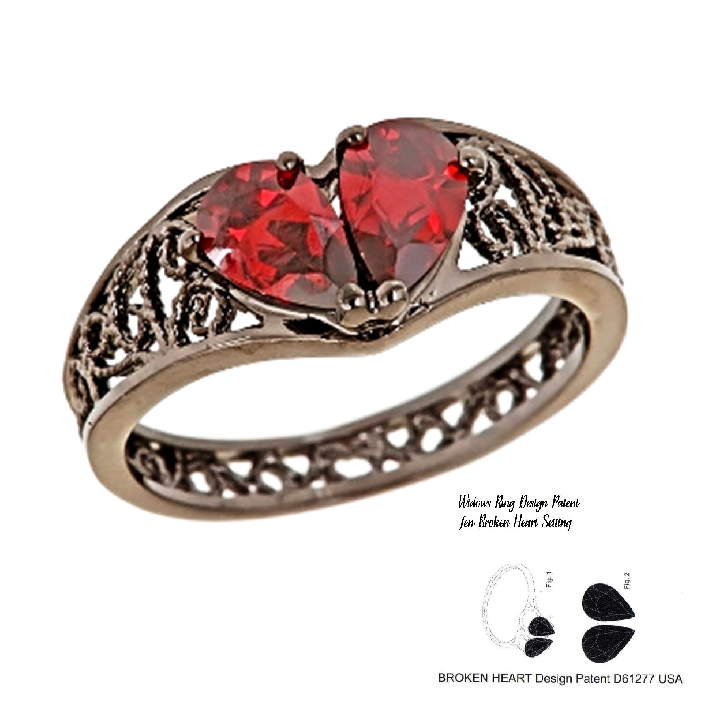 WIDOWS RING black Rhodium Plated Designed After Antique Filigree ...