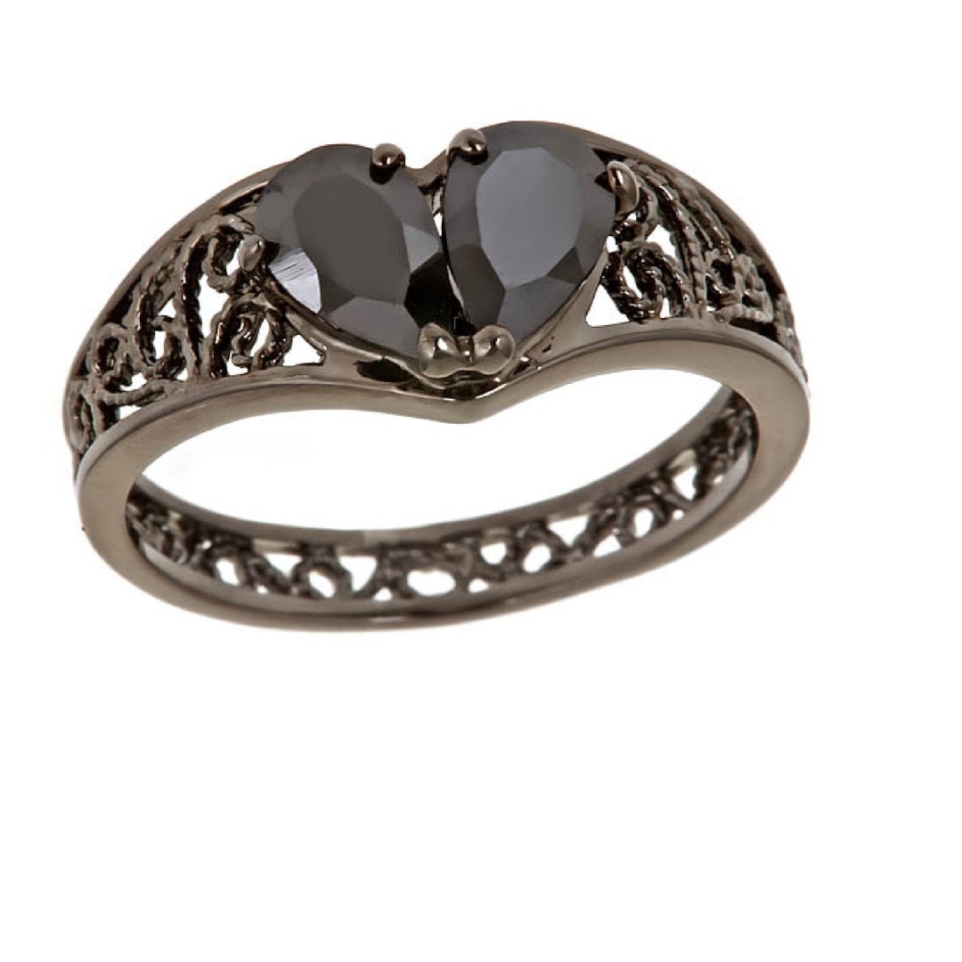 WIDOWS RING -black Rhodium Plated Designed After Antique Filigree Mourning Jewelry - Etsy