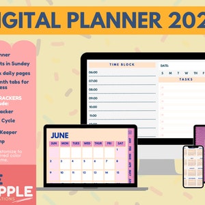 2024 Digital Planner With Timeblock Daily Pages - Etsy
