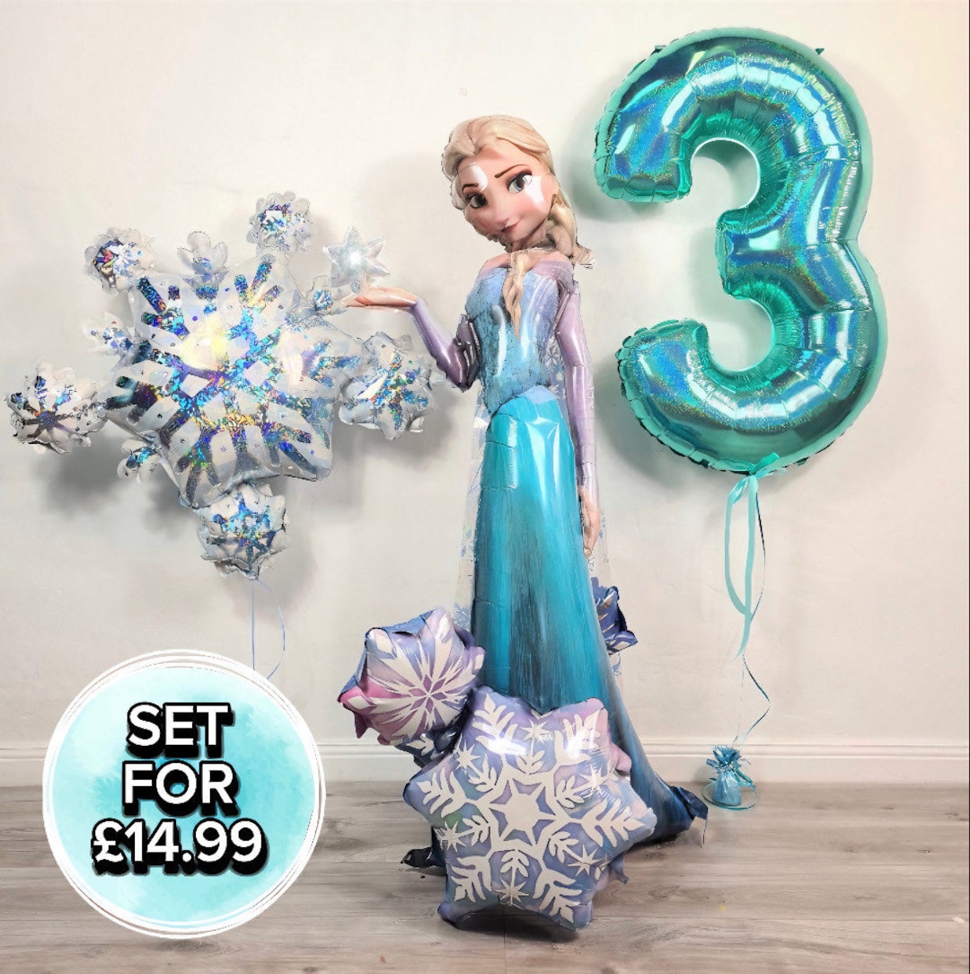 Giant 3D Disney Elsa Frozen Foil Balloon Set 144cm Helium Airwalker ...