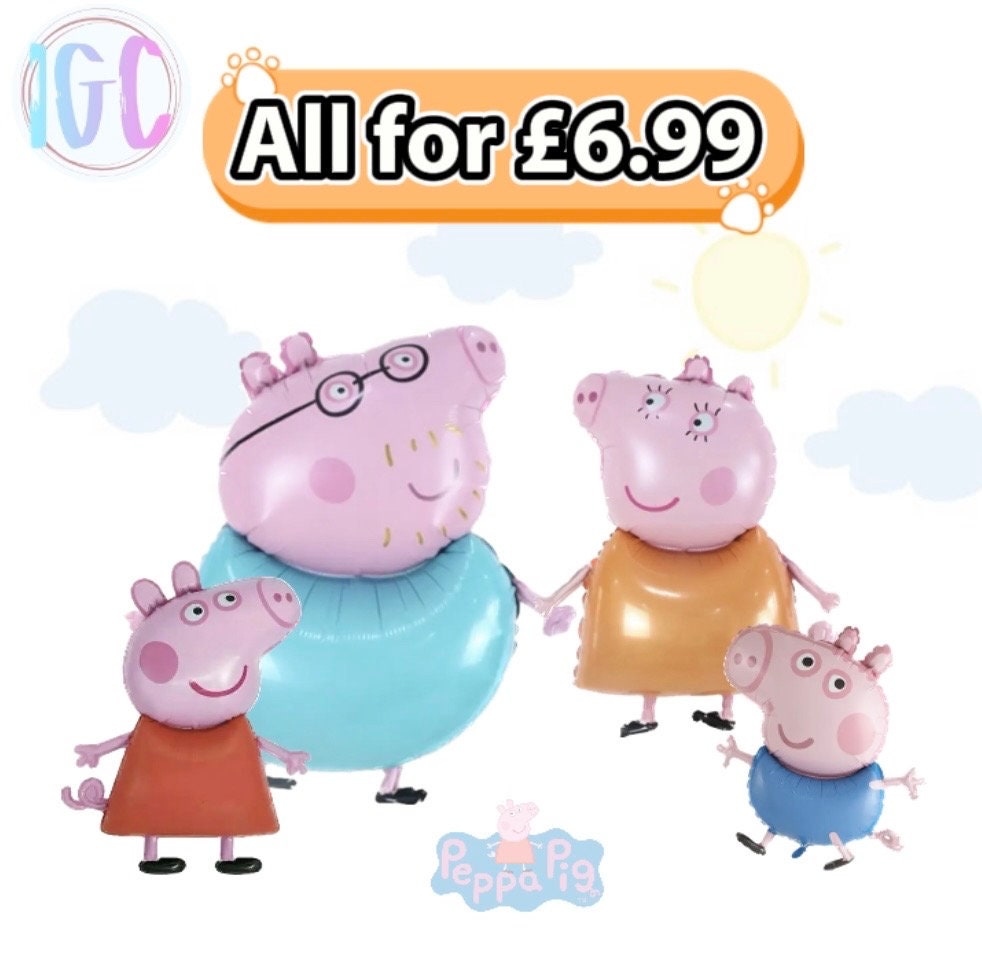 Peppa Pig Balloons Set Mommy Pig Daddy Pig George Birthday - Etsy