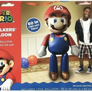 Super Mario Airwalker 60" Inches Tall Birthday Party Jumbo 3D Balloon ...