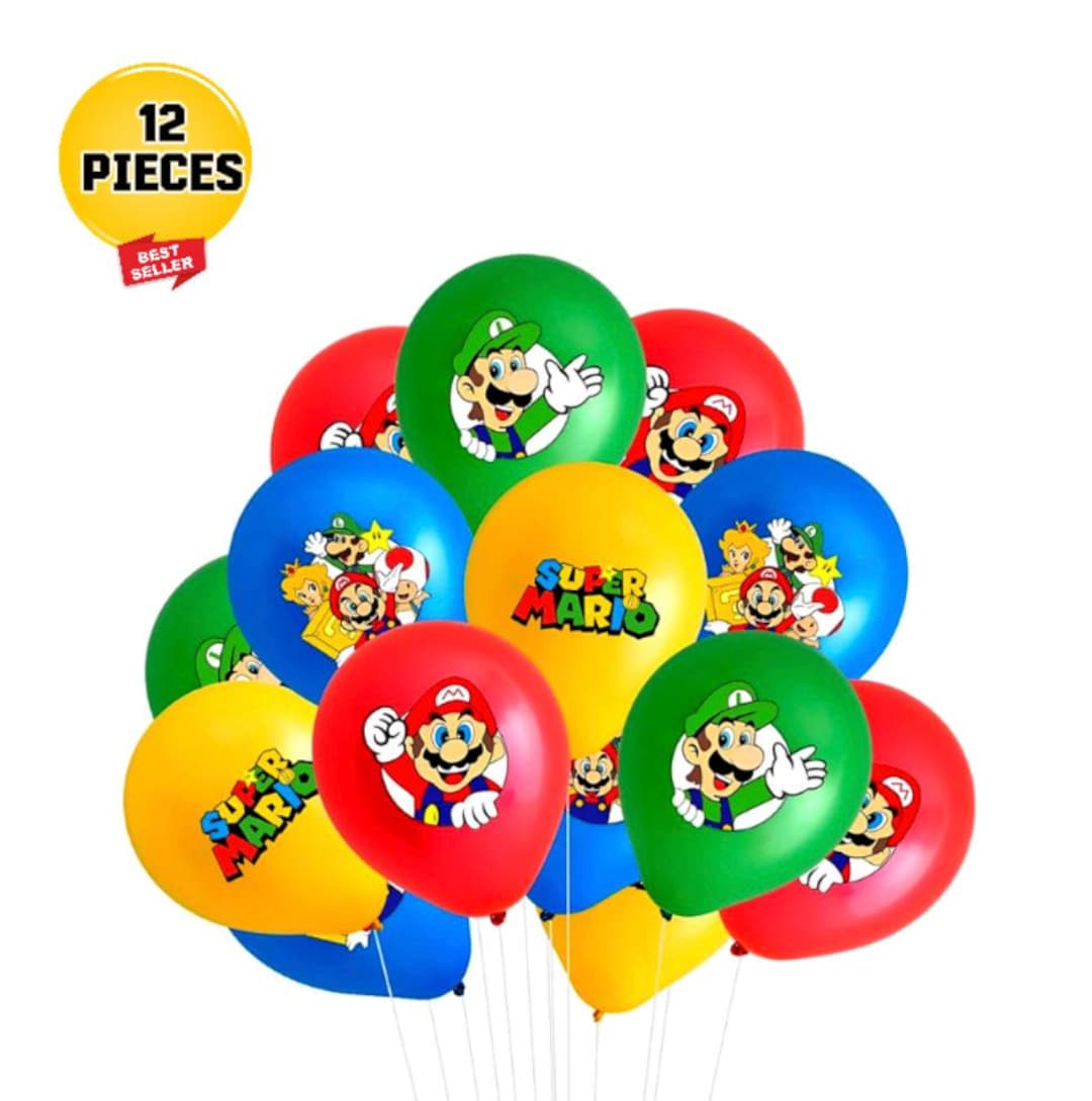 Mario Latex Balloons Set of 12 Birthday Party Supermario Kids Luigi ...