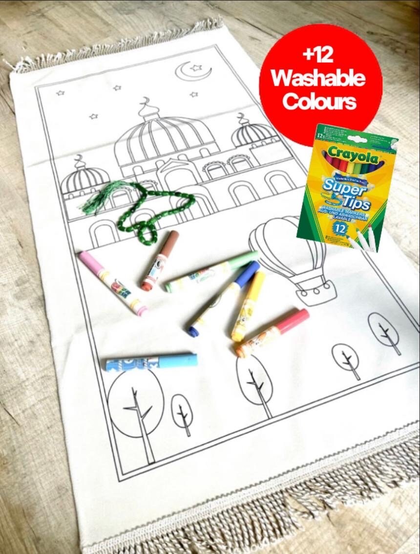 Children’s Kids Colour in Prayer Mat | DIY | Creative | Islamic | Gift ...