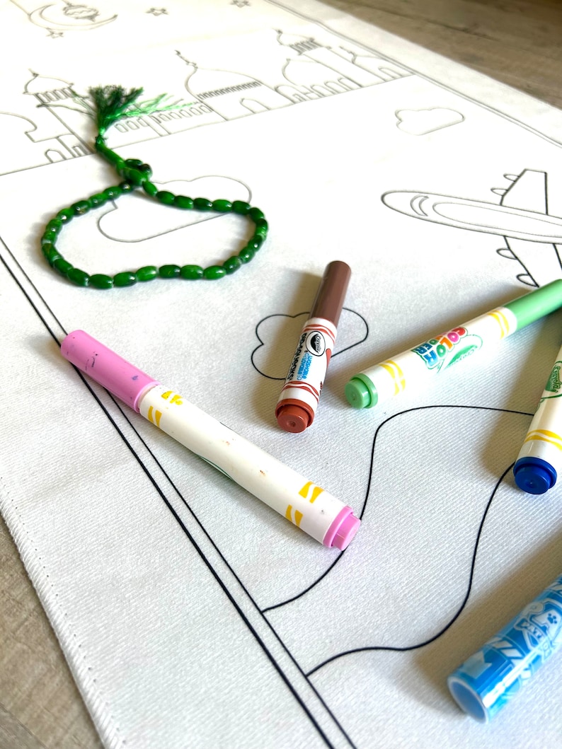 Children’s Kids Colour in Prayer Mat | DIY | Creative | Islamic | Gift ...