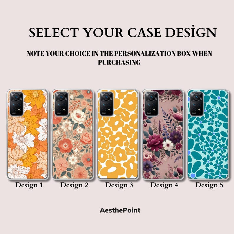 Retro Boho Floral Phone Case for Xiaomi & Poco | Soft Cover for Redmi ...