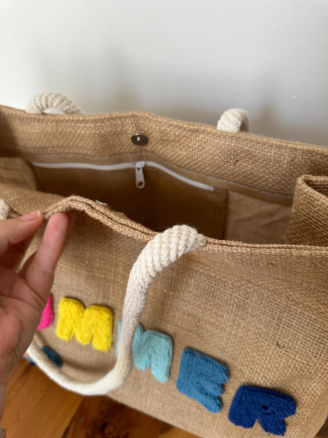 Punch Embroidery Jute Tote Beach Bag Jute Bags Summer Beach Bags Summer ...