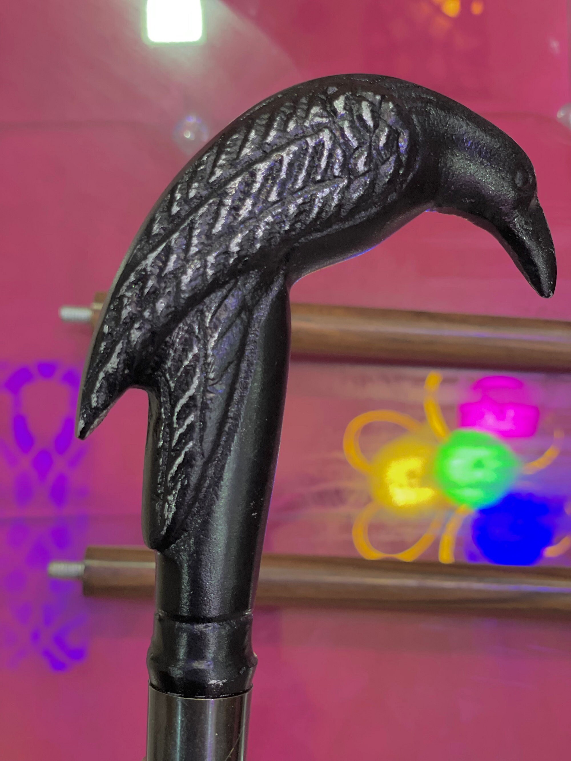 Rare Victorian RAVEN Handcrafted Walking Stick Cane-ny Steampunk Handle ...