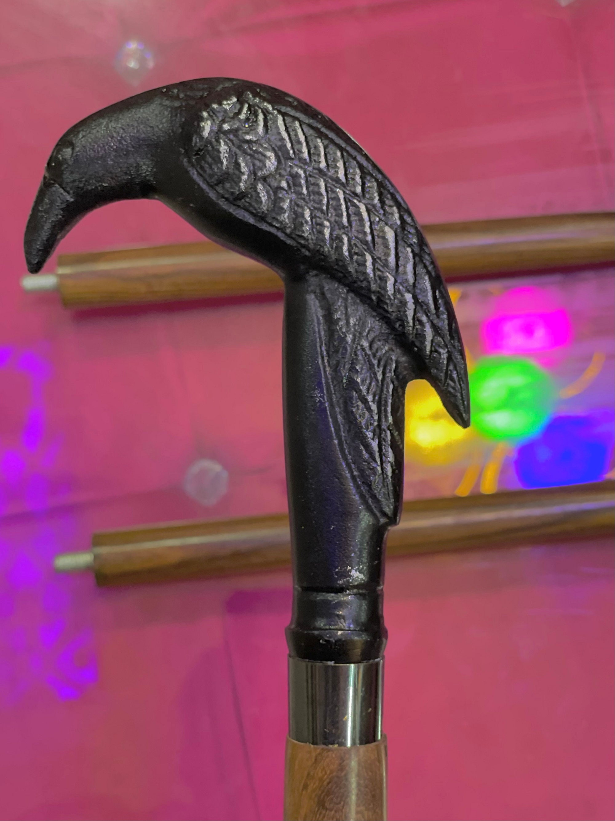 Rare Victorian RAVEN Handcrafted Walking Stick Cane-ny Steampunk Handle ...