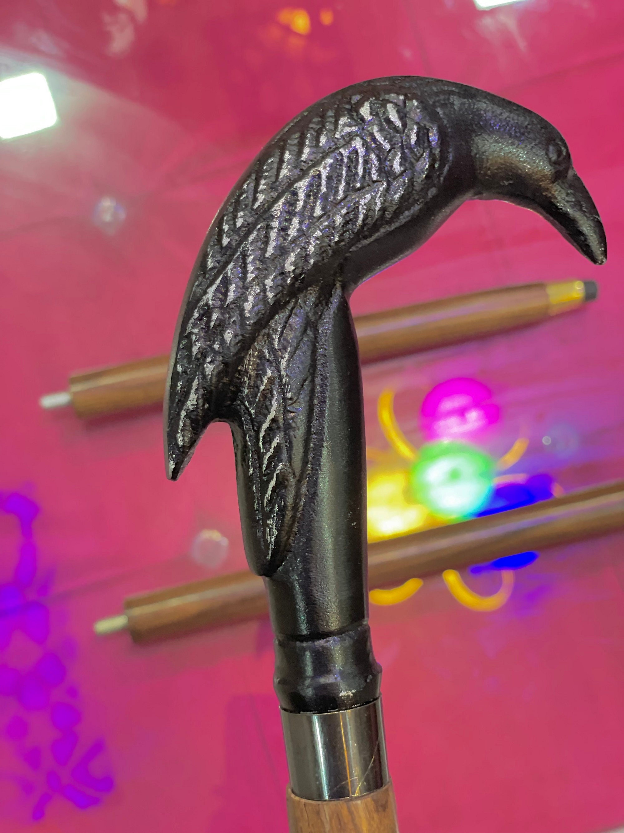 Rare Victorian RAVEN Handcrafted Walking Stick Cane-ny Steampunk Handle ...