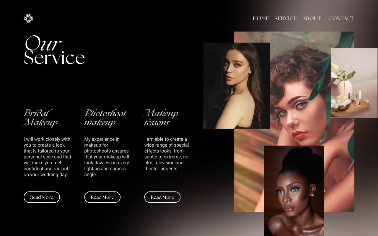 Elegant Makeup Artist Portfolio, Beauty Services Web Design ...