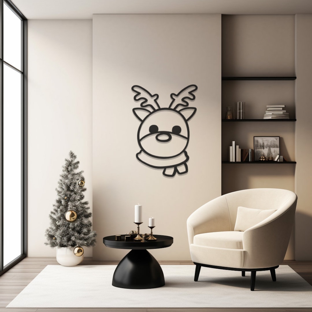 Modern Reindeer Design Metal Wall Art Unique Christmas - Etsy