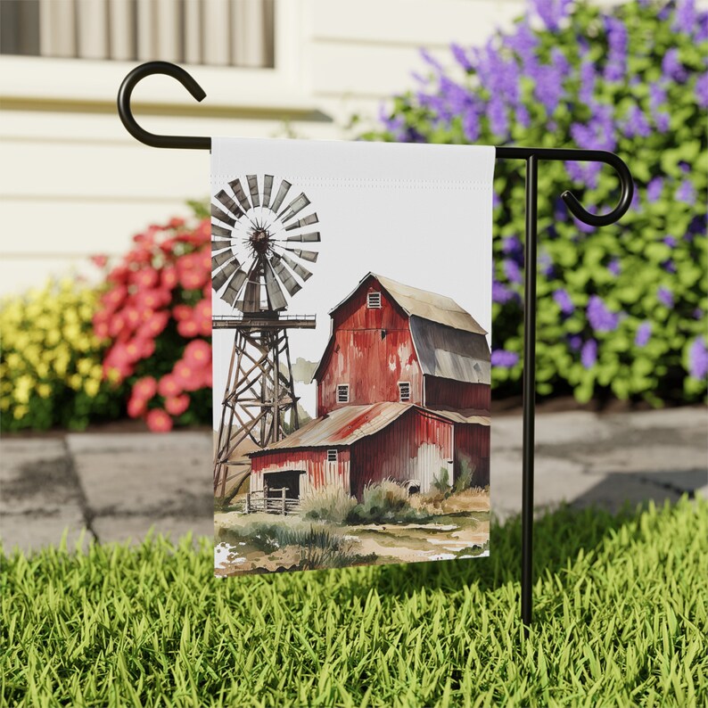 Garden & House Banner Farmhouse Banner Barn and Windmill - Etsy