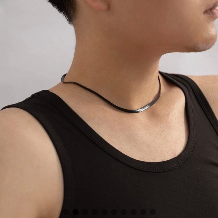 Black Snake Chain Gift for Men Stainless Steel Italian Mens Herringbone ...