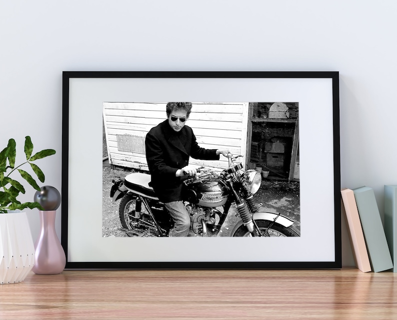 Bob Dylan on Motorcycle Print, Black and White, Vintage Photography ...