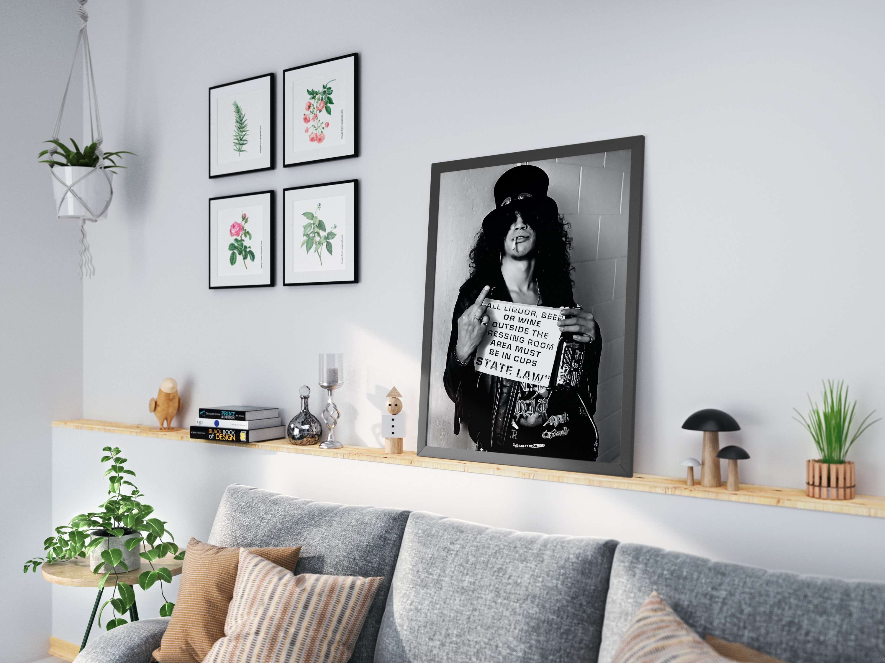 Slash Guns N' Roses Poster, Bar Cart Print, Black and White, Vintage ...