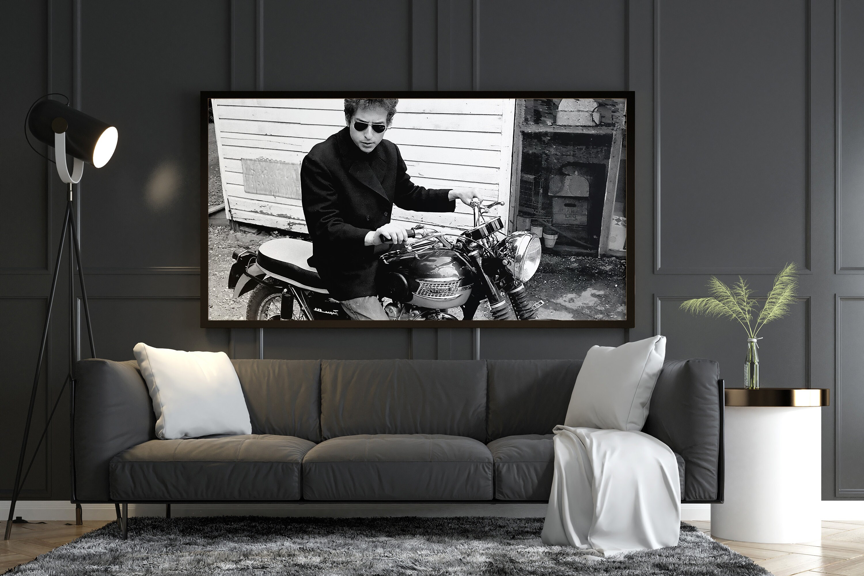 Bob Dylan on Motorcycle Print, Black and White, Vintage Photography ...
