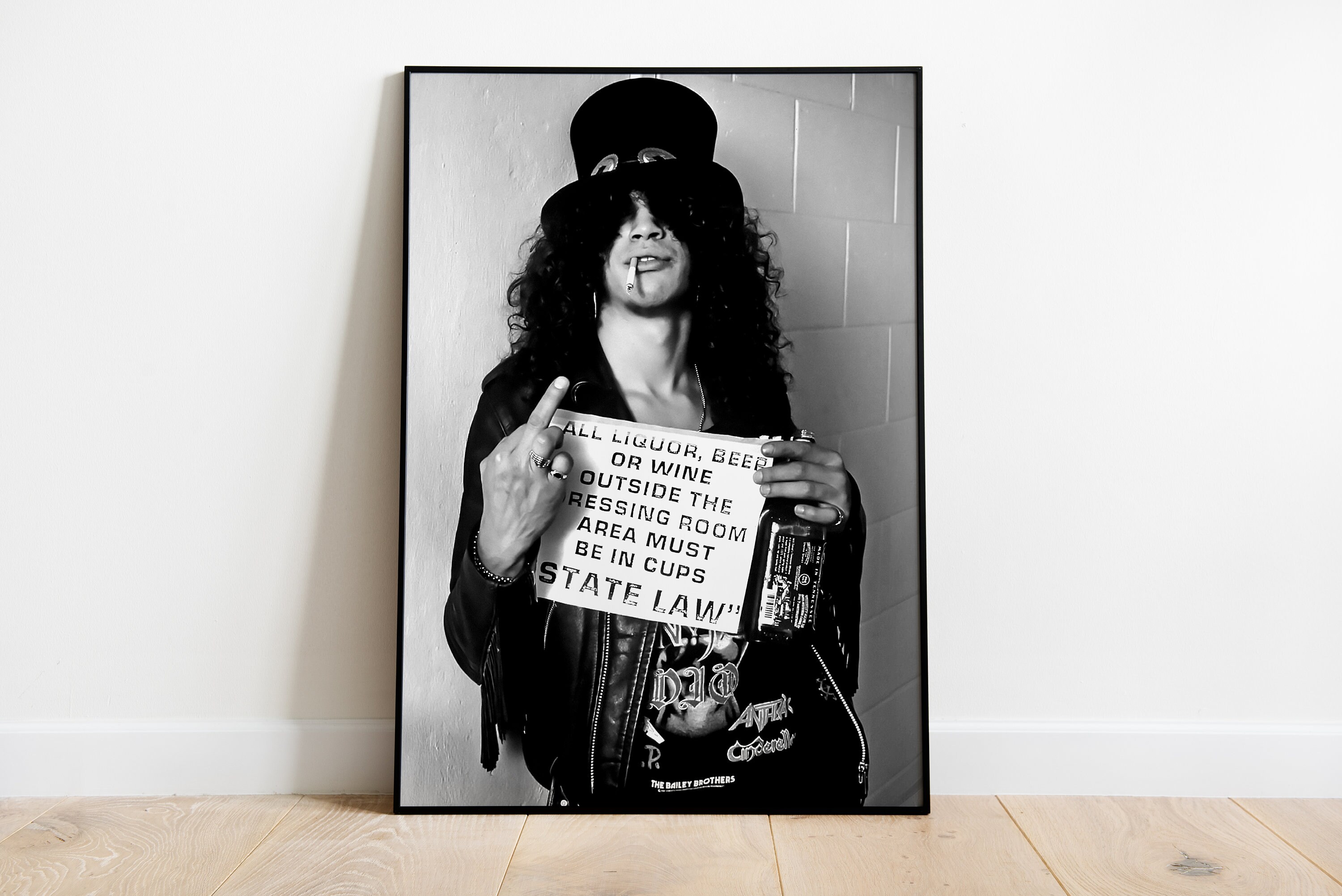 Slash Guns N' Roses Poster, Bar Cart Print, Black and White, Vintage ...