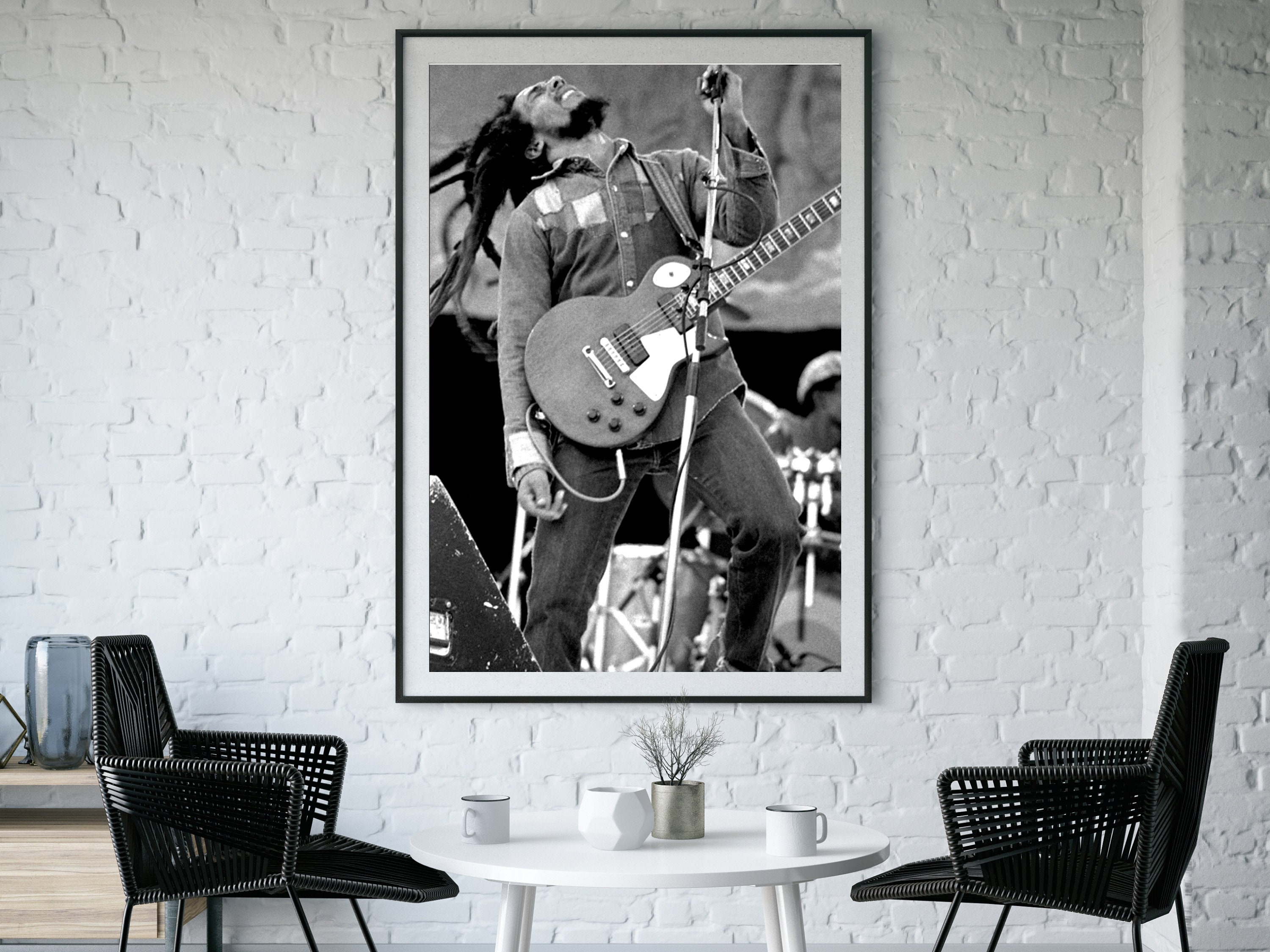 Bob Marley Guitar Print, Black and White, Vintage Bob Marley Poster ...