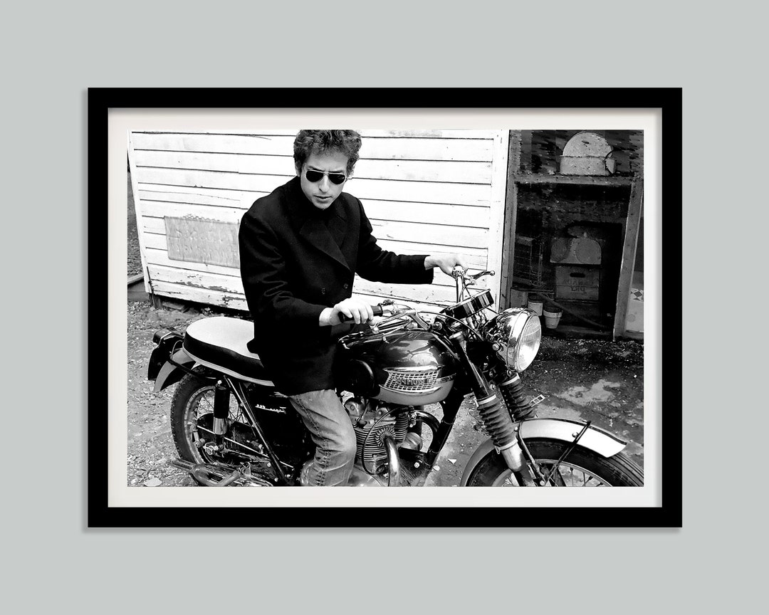 Bob Dylan on Motorcycle Print, Black and White, Vintage Photography ...