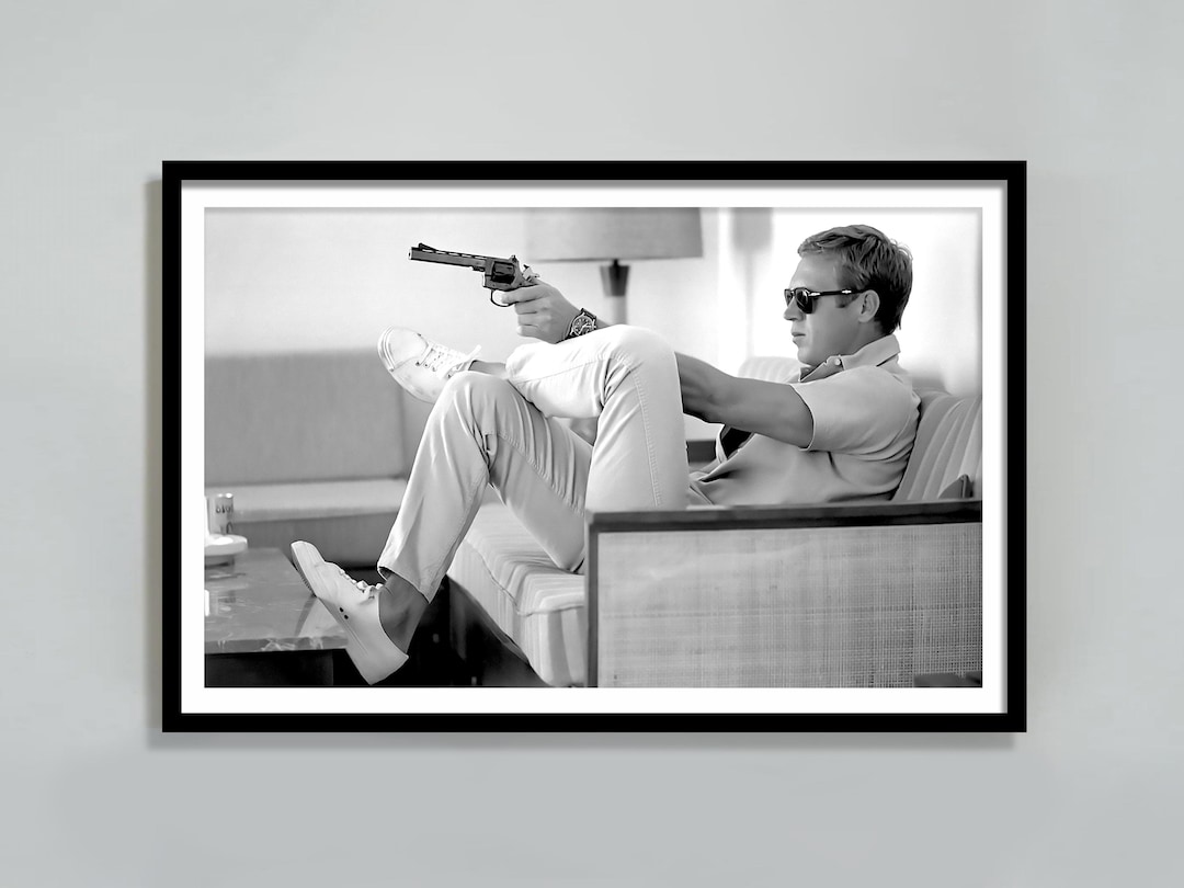 Steve Mcqueen Gun Poster, Black and White, Vintage Photo, Printable ...