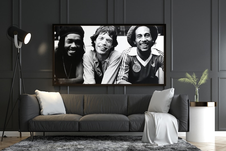 Bob Marley, Mick Jagger & Peter Tosh, Poster, Black and White, Vintage ...