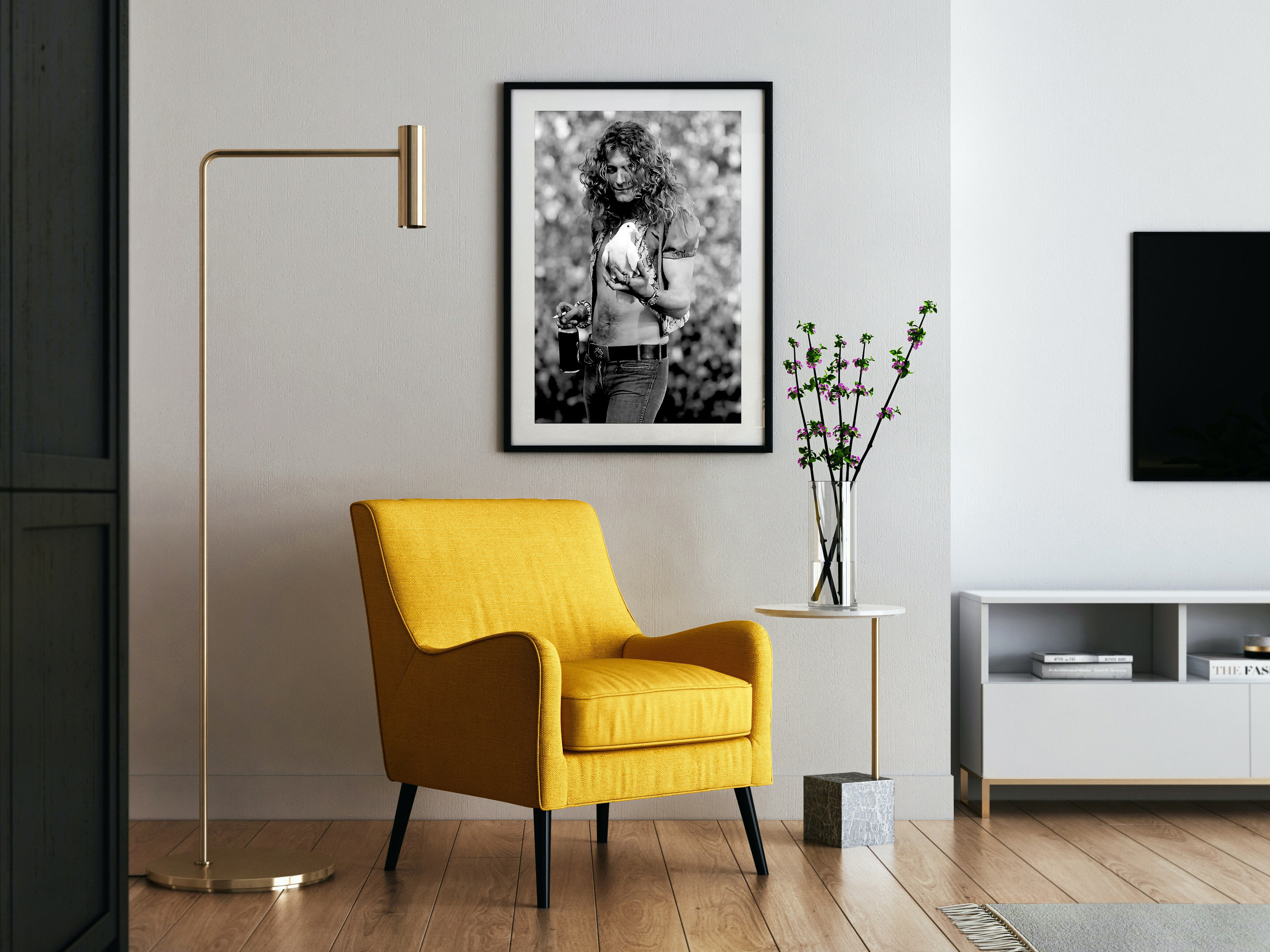 Led Zeppelin Robert Plant and Dove Poster, Black and White, Vintage ...