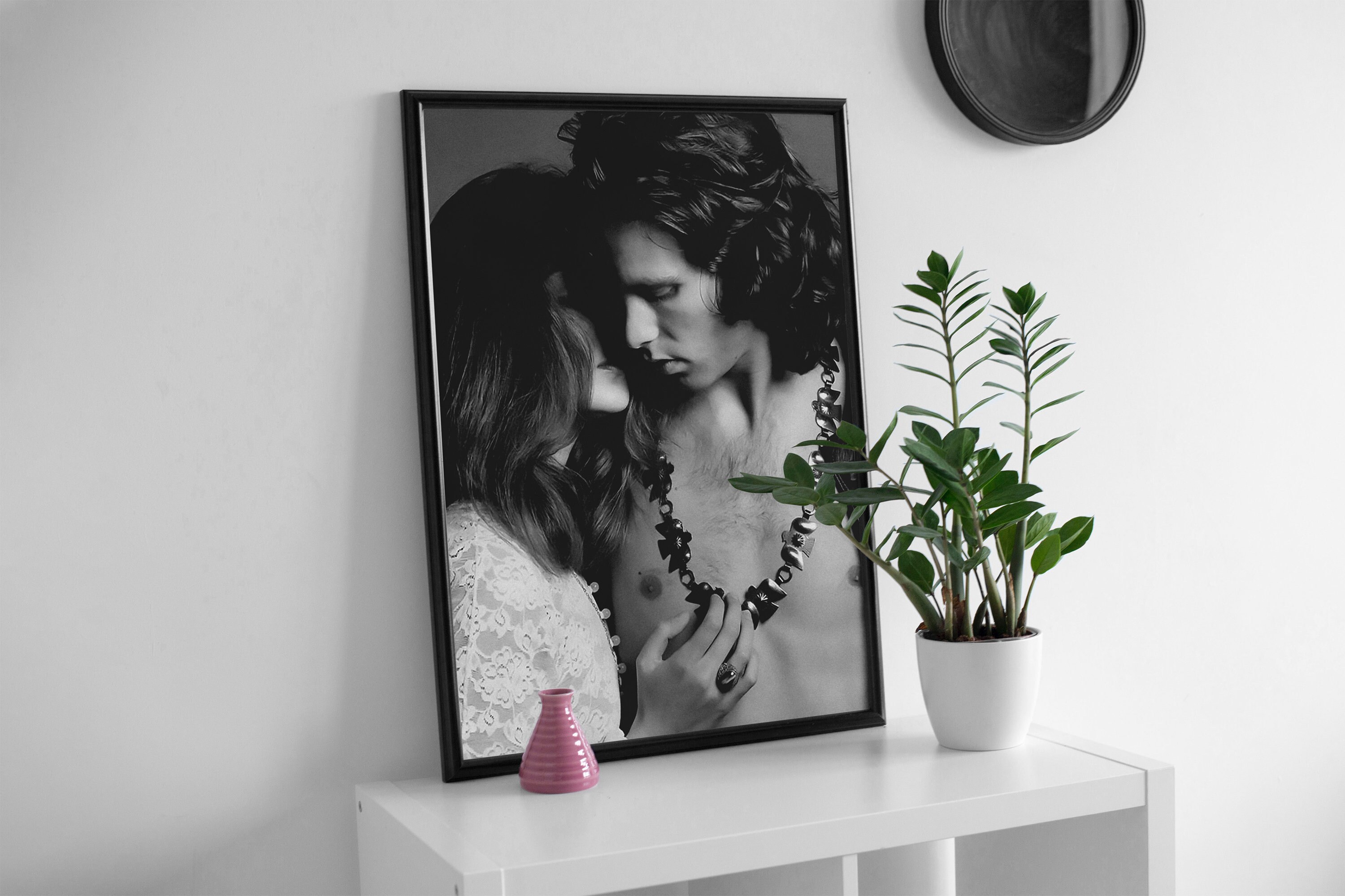 Jim Morrison With Pamela Courson Print, Music Poster, Black and White ...