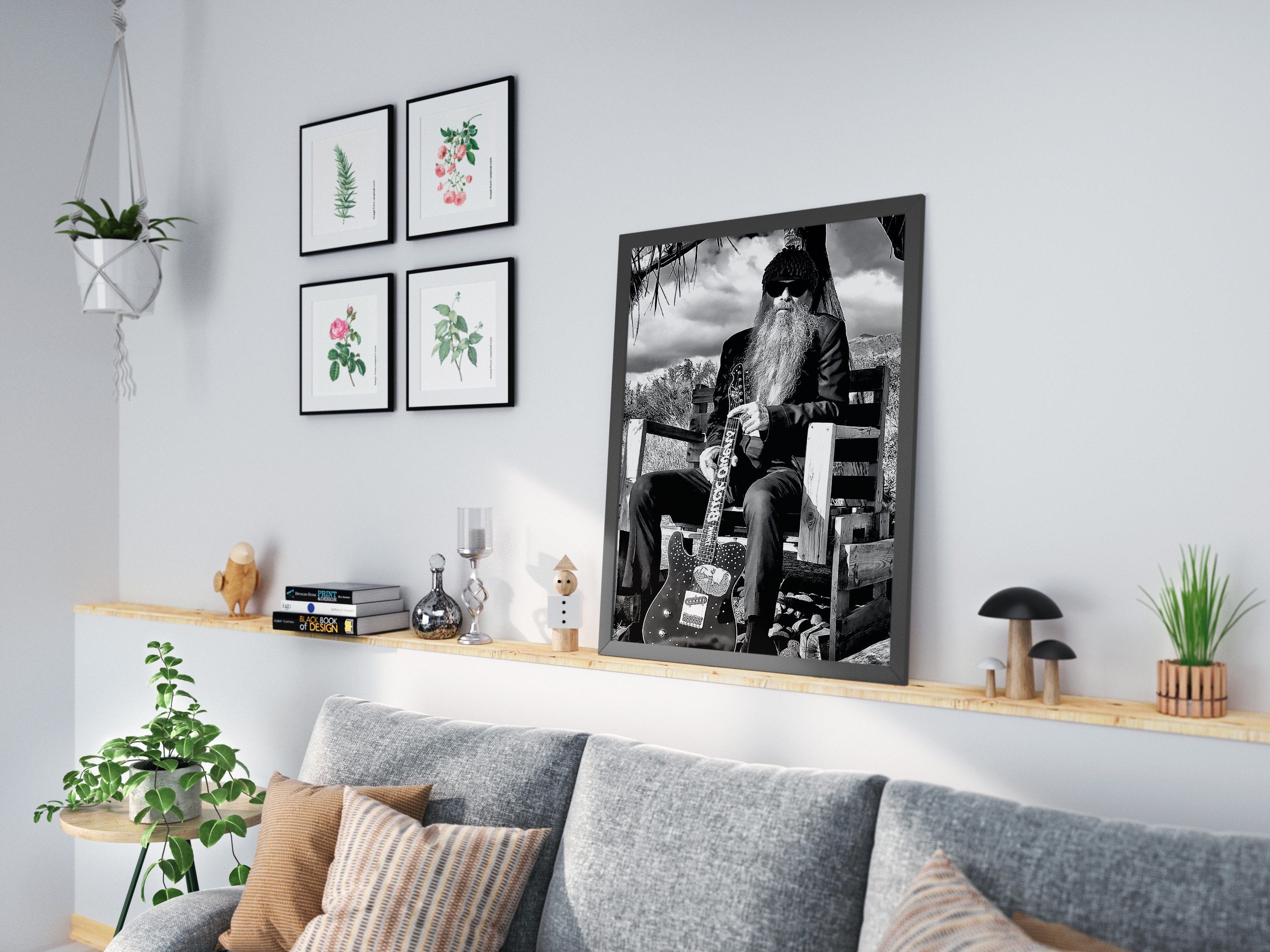 Billy Gibbons Poster, Black and White, Vintage Photography, Retro Print ...