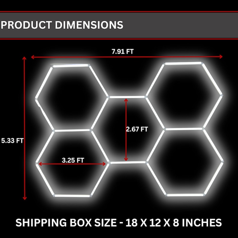 5 Grid LED Hexagon Lighting Set (7.9′ X 5.35′) - Etsy