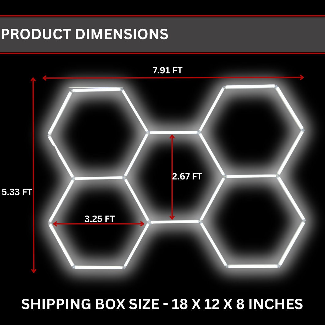 5 Grid LED Hexagon Lighting Set (7.9′ X 5.35′) - Etsy