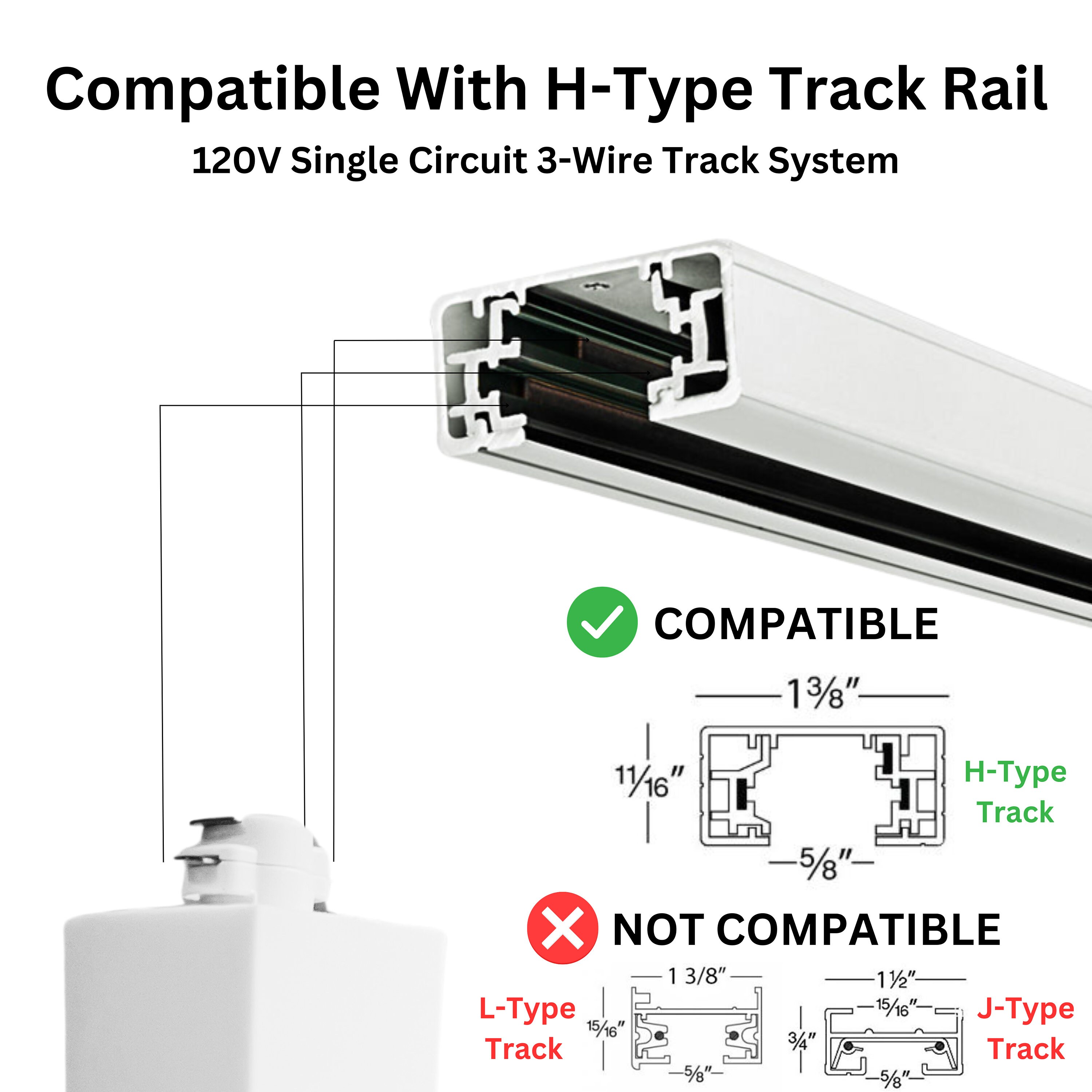 3-color Changing Dimmable LED Track Light Heads for H Type Track Rail ...