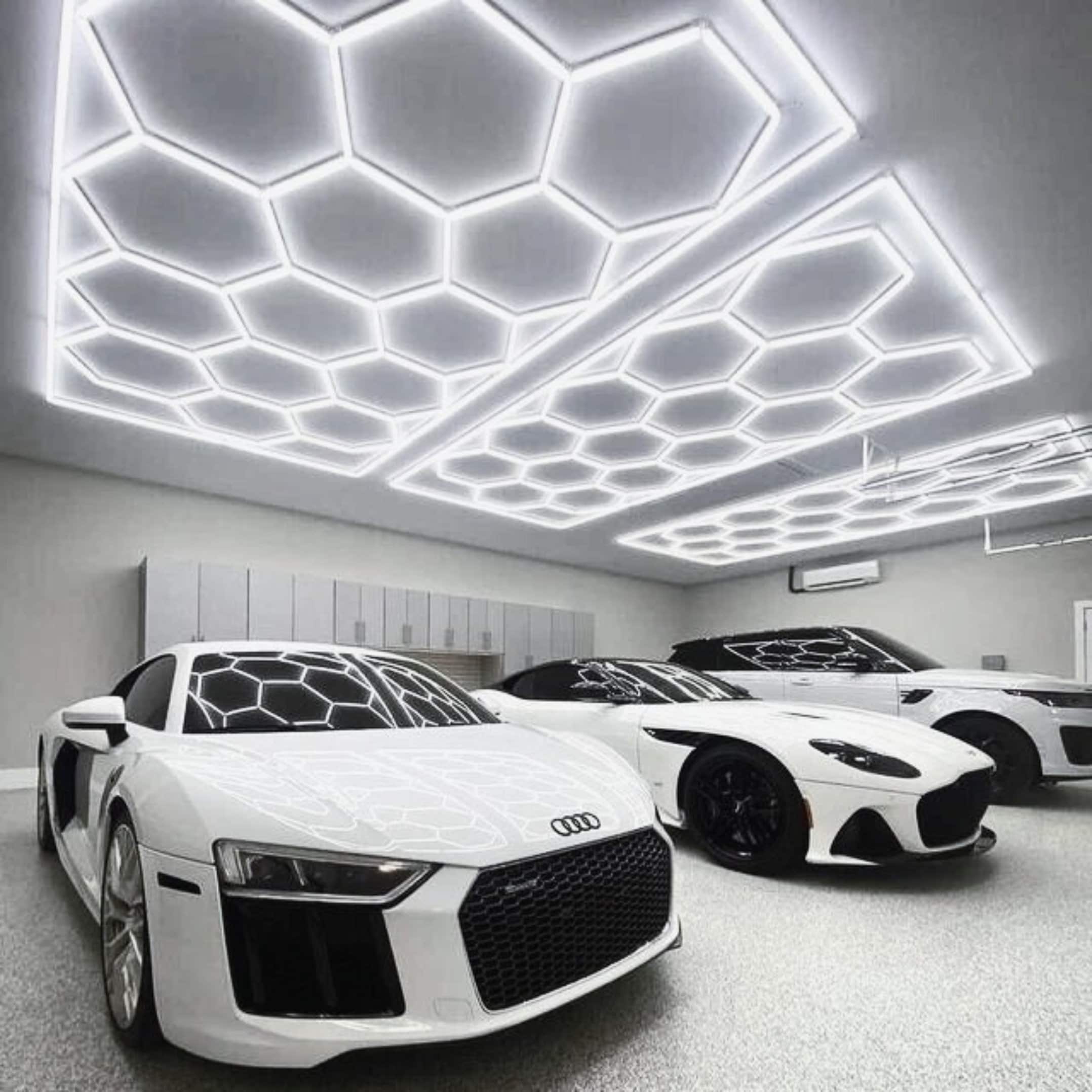 Hexagon LED Garage Lighting Honeycomb Lights Set of 14 Hexagons W ...