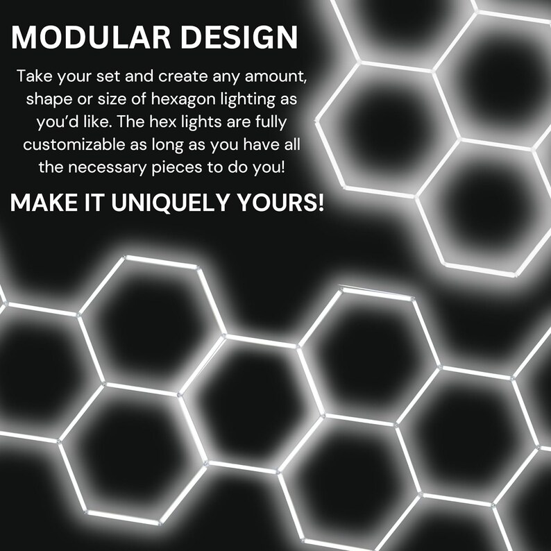 Hexagon LED Garage Lighting Honeycomb Lights Set of 14 Hexagons W ...