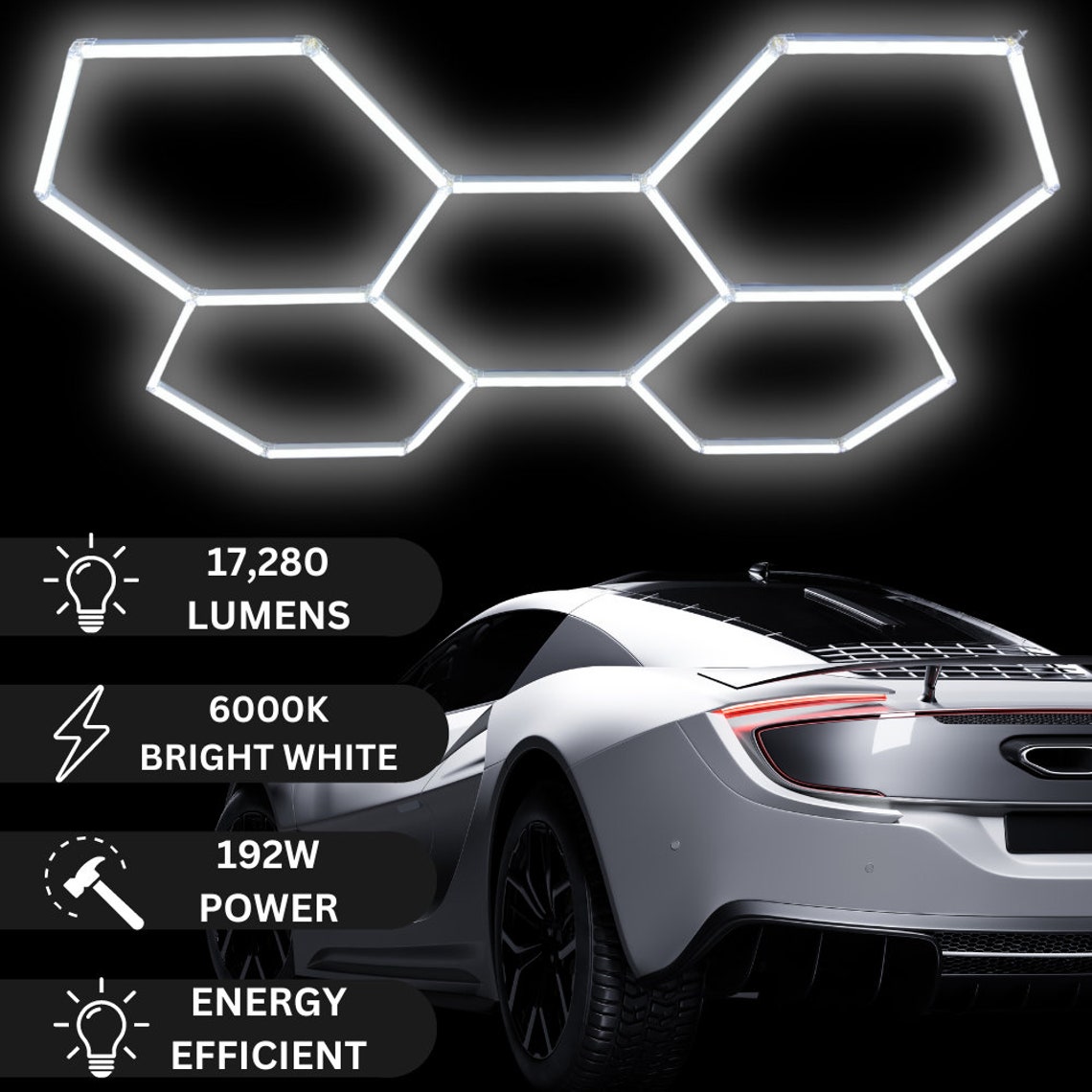 5 Grid LED Hexagon Lighting Set (7.9′ X 5.35′) - Etsy