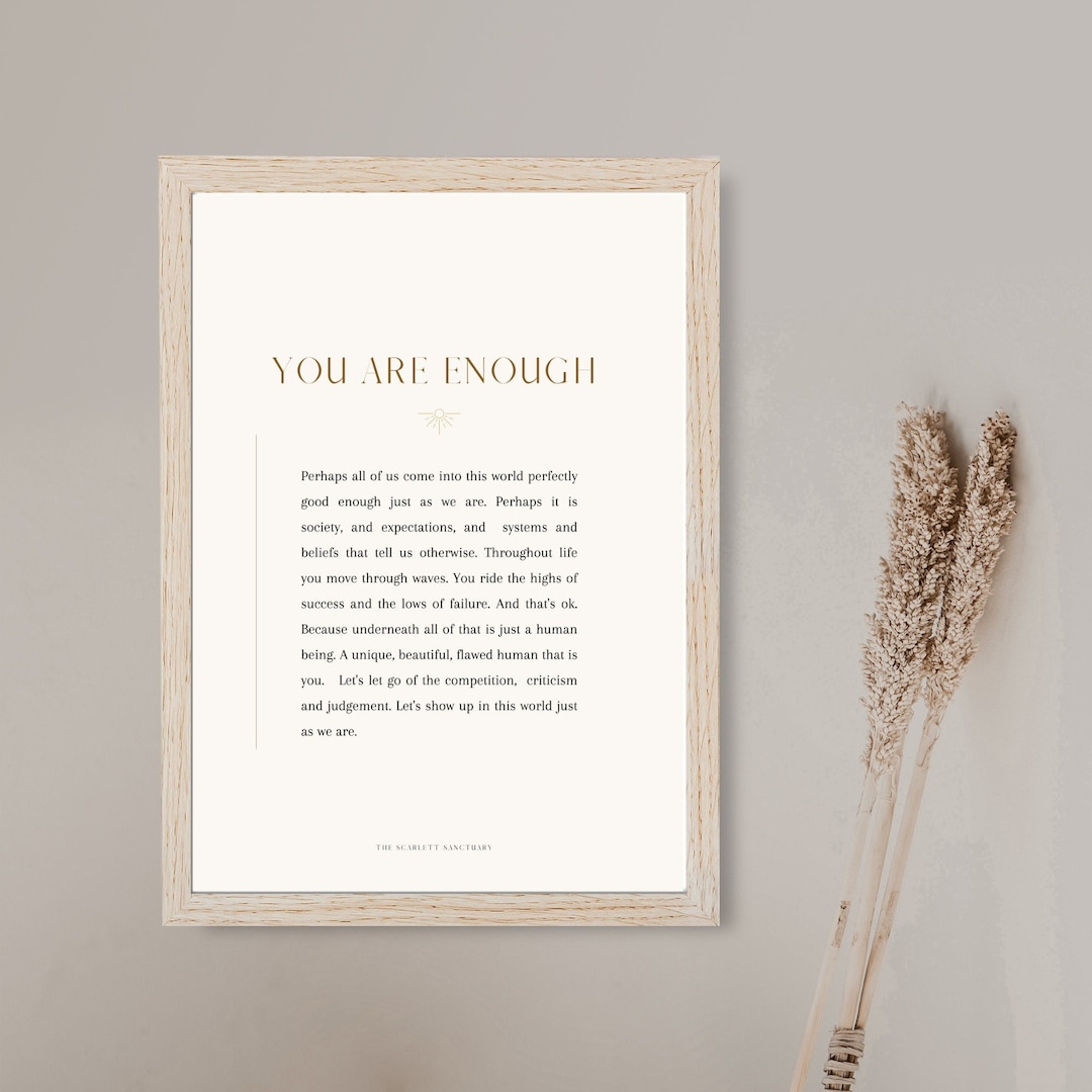 Your Are Enough Affirmation Poem Poster A4 Wall Art - Etsy