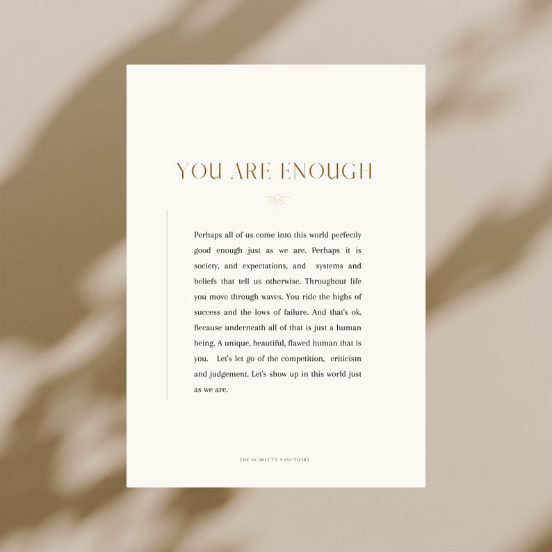 Your Are Enough Affirmation Poem Poster A4 Wall Art - Etsy