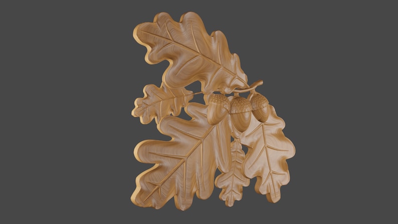 Oak Branch, Acorn, 3D STL Model, CNC Files, 3D Relief, CNC Router ...