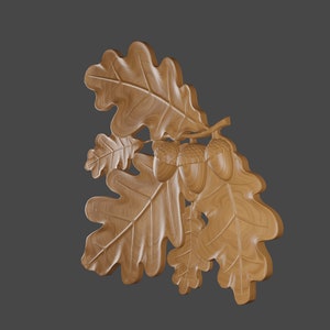 Oak Branch, Acorn, 3D STL Model, CNC Files, 3D Relief, CNC Router ...