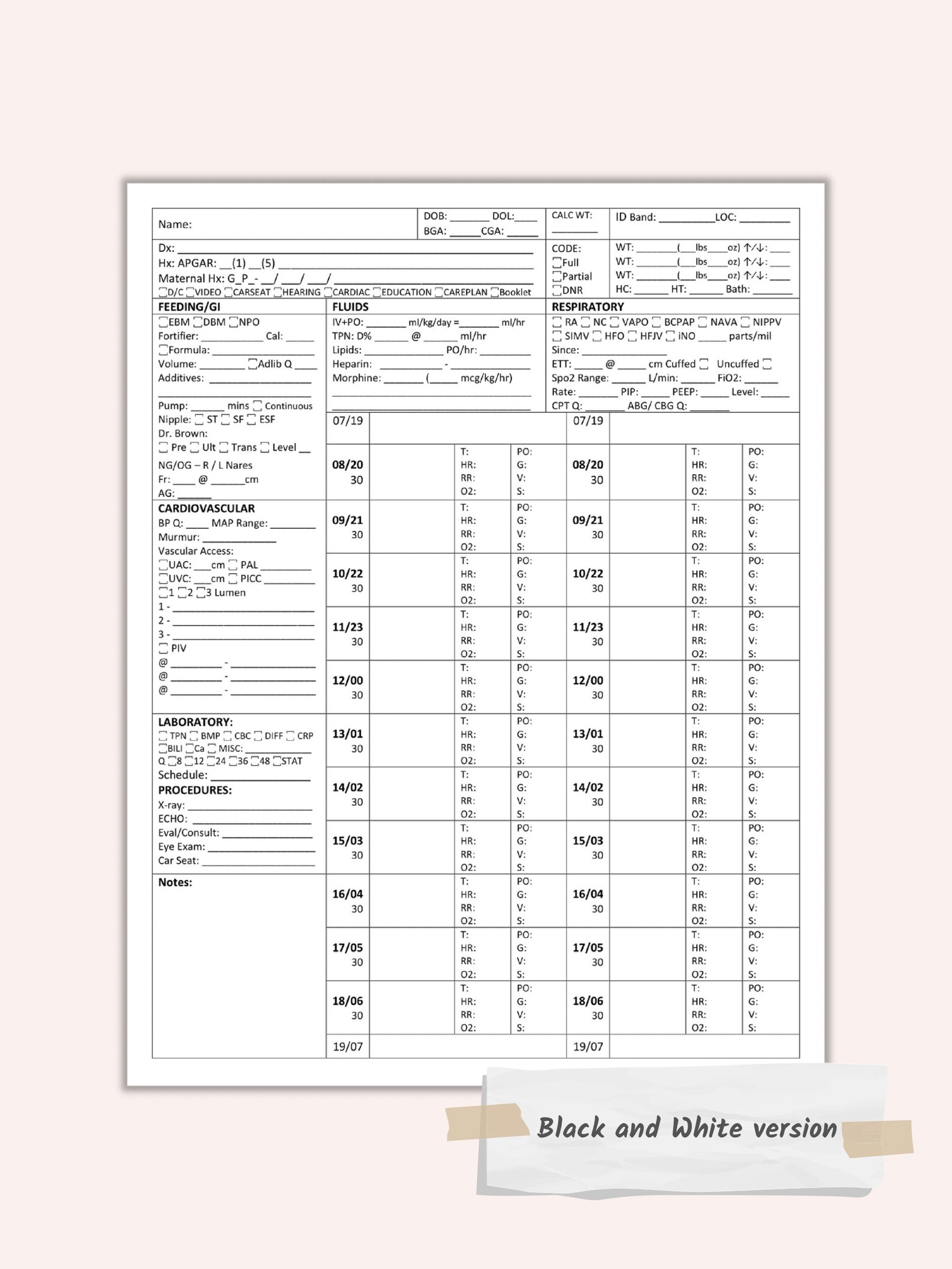 NICU Level 3 Report Sheet/ Hand off Sheet/ Brain - Etsy