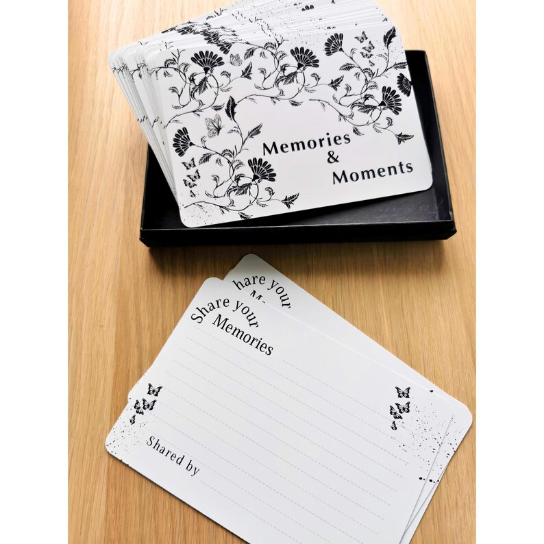 25 Funeral Share a Memory Cards A6 Black & White Butterfly Design, an ...