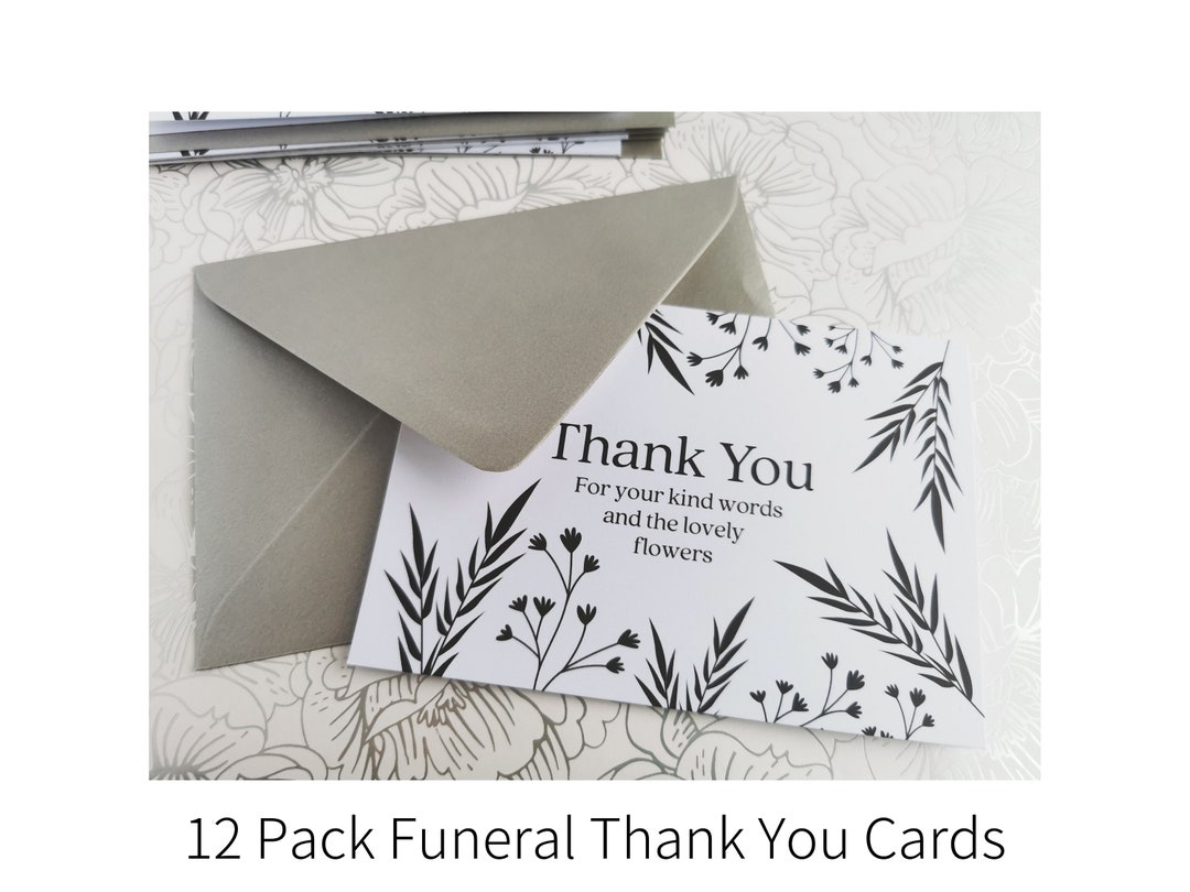 Thank You Cards for After Memorial Service, 12 Pack Black & White ...