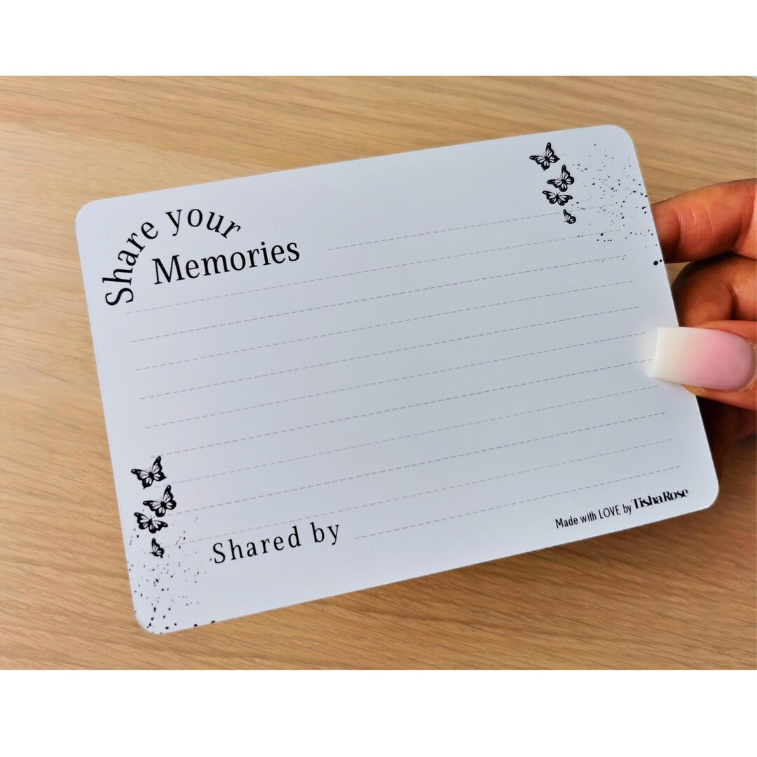 25 Funeral Share a Memory Cards A6 Black & White Butterfly Design, an ...