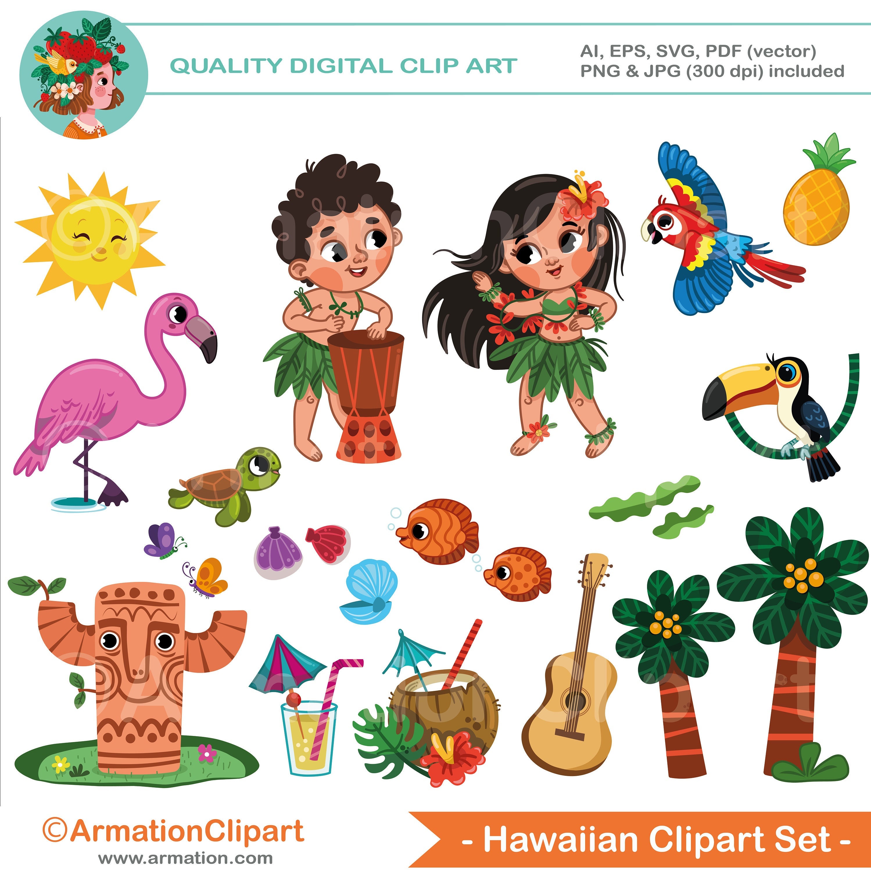 Hawaiian Girl Clip Art