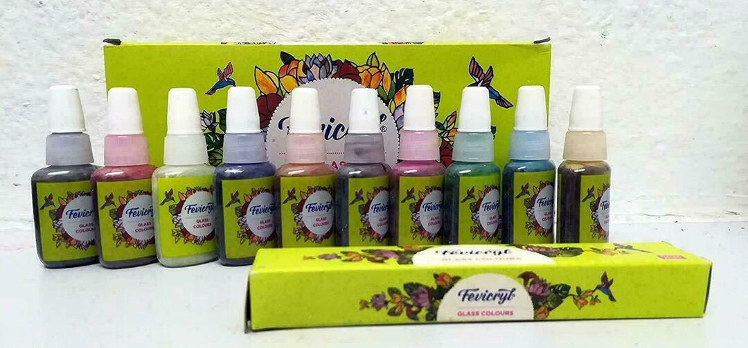 10x10 Ml Glass Colour Paint & 1 Black Outliner Tube Glass Painting Kit ...