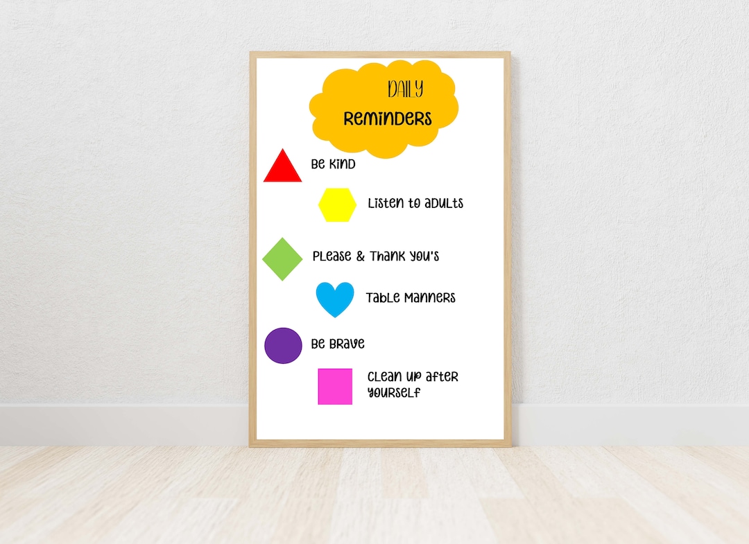 Kids Daily Reminders- Shapes- Teaching - Etsy
