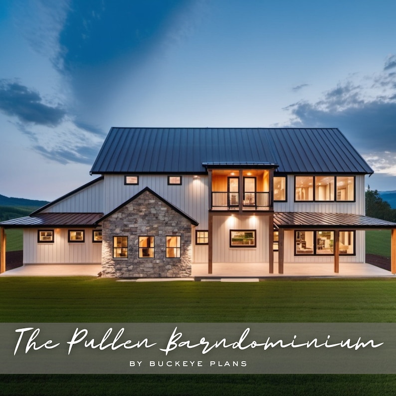 The Pullen Barndominium Plan: 4 Bedroom Farmhouse Design (digital ...