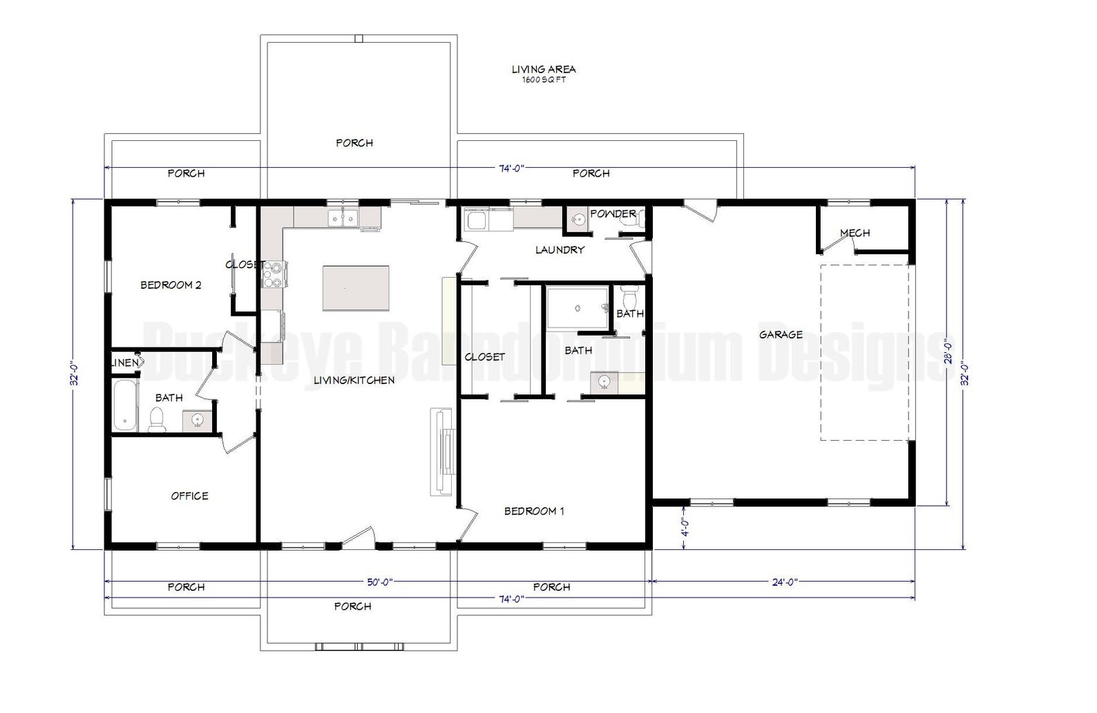 2 Bedroom Barndominium 1600 Square Feet Material Packages and ...