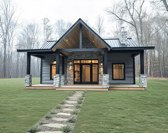 Brentwood Barn Barndominium Modern House Open Plan Design 100 X 36 - 4 ...