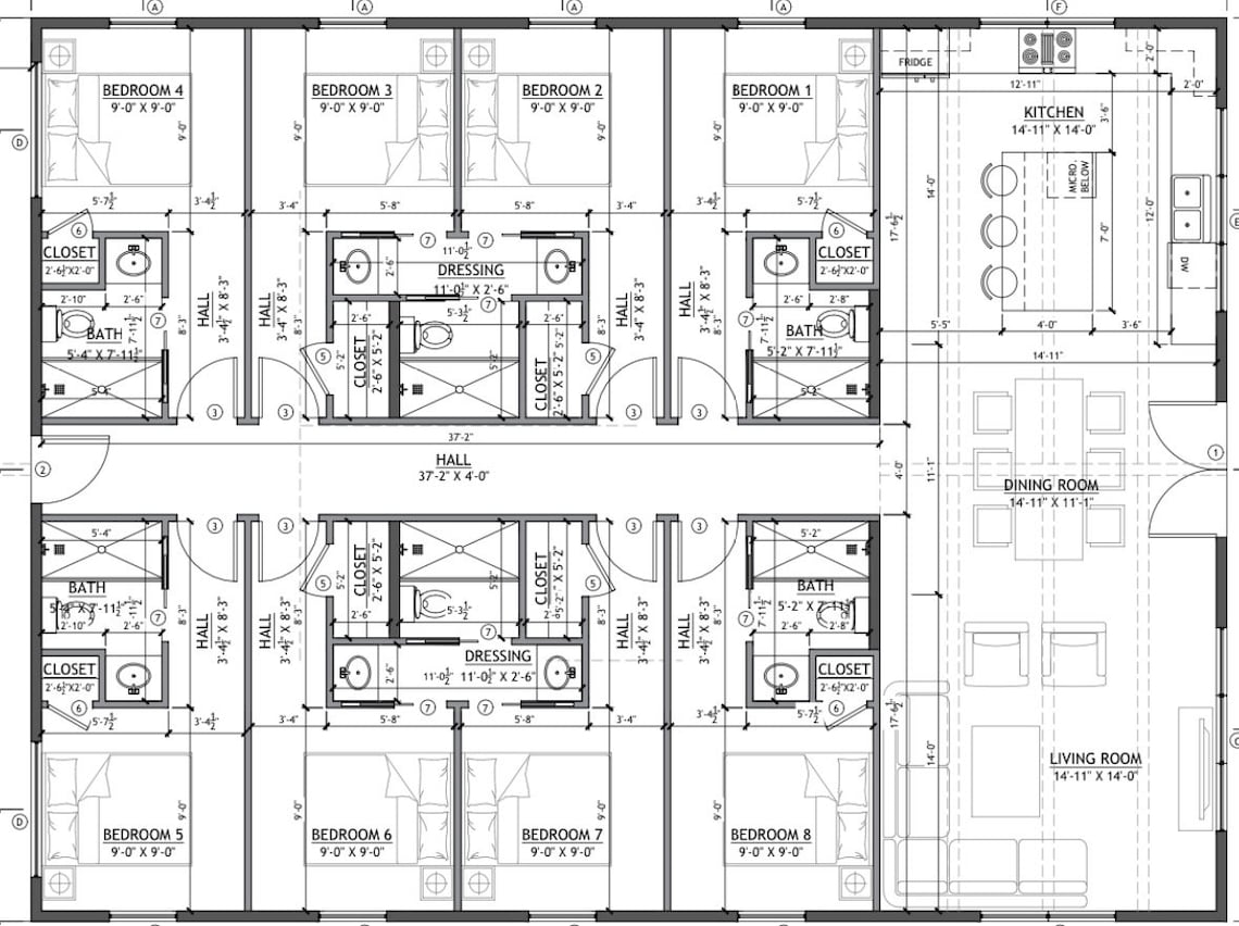 8 Bedroom Barndominium House Plan With Breezeway, Offices, and ...